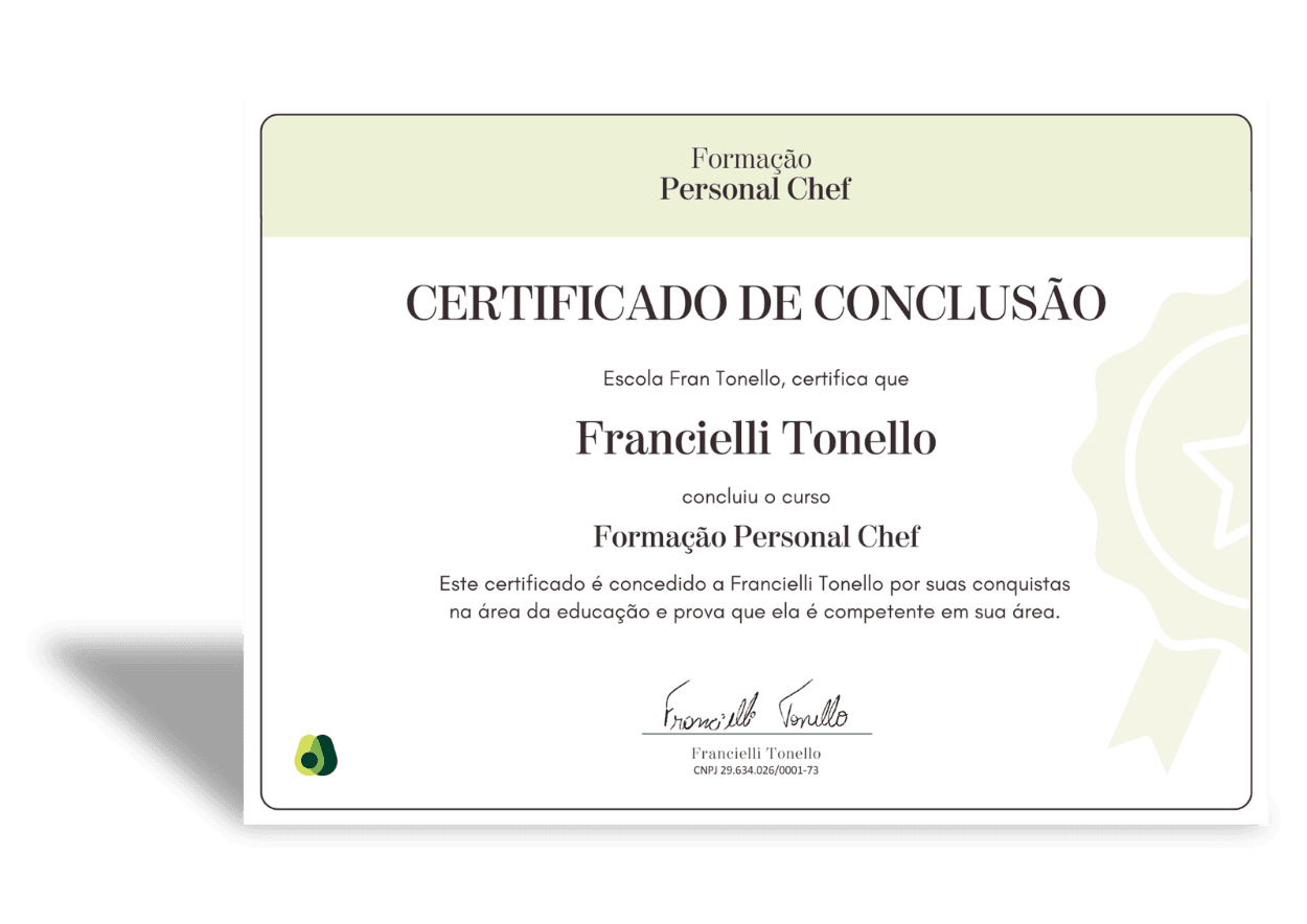 Formação Personal Chef | Inscrições Abertas | Escola Fran Tonello ...